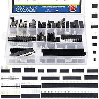 Glarks 147Pcs 2.54mm Pitch Double/Single Row Female Header Kit Long and Short Needle Stacking ...