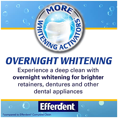 Efferdent Denture & Retainer Cleanser Tablets, Overnight Whitening, 126 ...