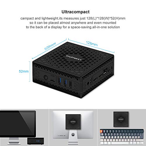 Fanless Mini PC Silent Desktop Computer Windows 10 Pro DDR4 8GB+128GB ...