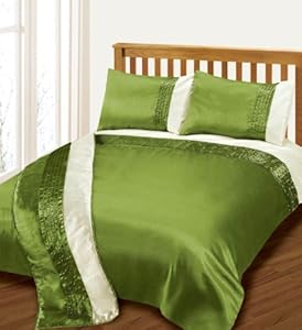 Designer Luxury Perez Lime Green Faux Silk Single Bed Duvet Cover ...
