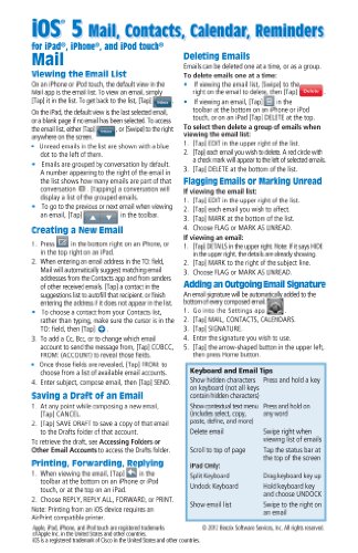 Buy Ios 5 Mail Contacts Reminders Quick Reference Guide For Ipad Iphone And Ipod Touch
