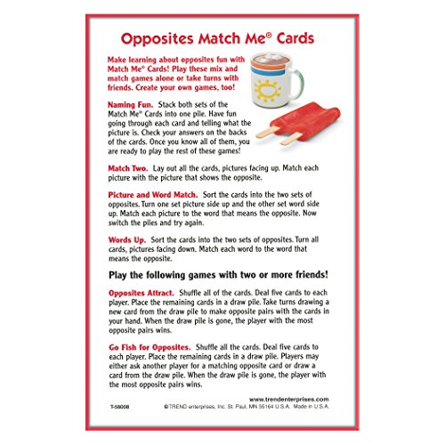 Trend Enterprises Opposites Match Me Cards Game (52 Piece) | Pricepulse