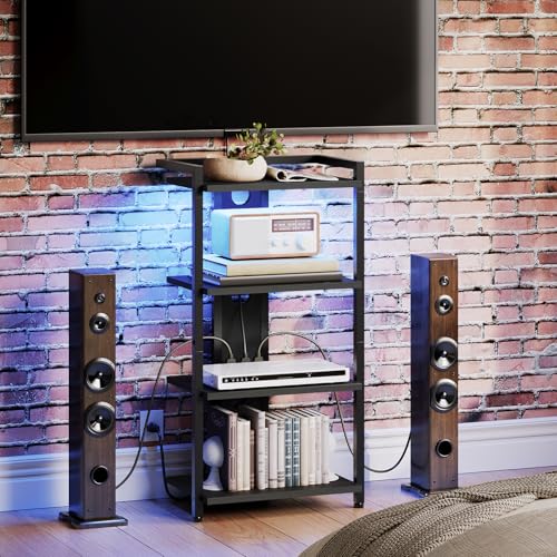 HOOBRO 4-Tier AV Media Stand, Media Console With Charging Station And ...