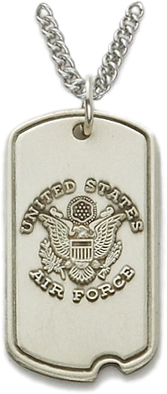 Amazon.com: .925 Sterling Silver U.S. Air Force Dog Tag, St. Michael ...
