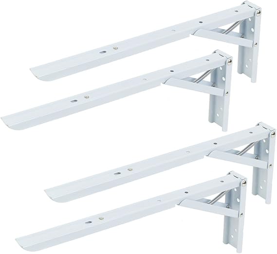4 Pieces L Shaped Spring Loaded Folding Support Shelf Bracket 14" Long ...