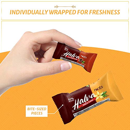 Roots Circle Mini Halva Candy Sesame Tahini Bars | Bulk Re-sealable Bag | Made of 50% Sesame ...