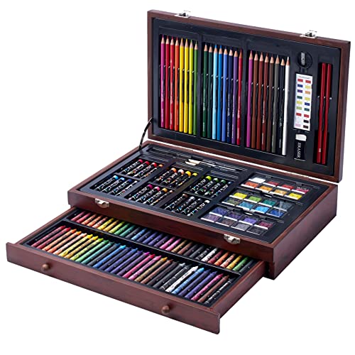 142 Pc Art Set with Colored Pencils, Crayons, Pastels, Watercolors in ...