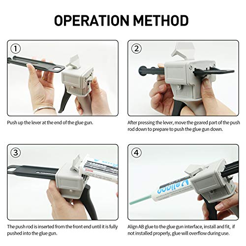 2Pcs Dispenser Gun 50ml 1:1,2:1 AB Cartridges Epoxy Gun, Adhesive Impression Gun Mixing Dental ...