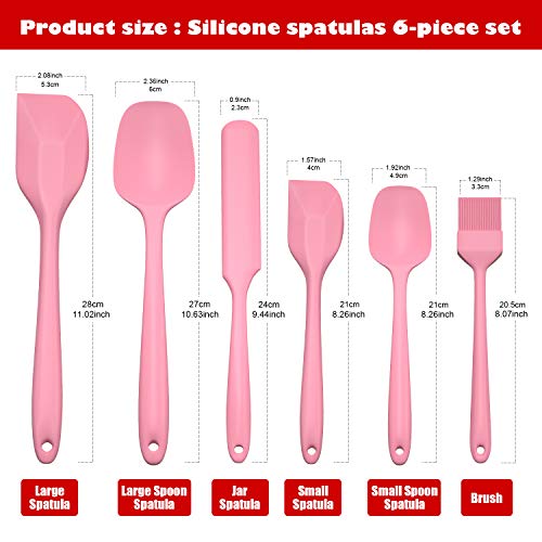 Heat Resistant Silicone Spatulas Set 6pcs, Seamless Design Non-Stick ...