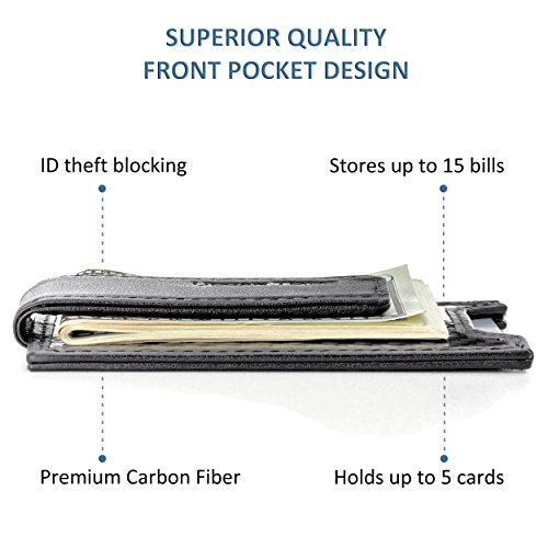 Secure Slim Carbon Fiber Money Clip Wallet RFID EDC Card - Want It All