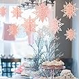 Amazon.com: Christmas Pink Hanging Snowflakes Decorations 3D Large ...