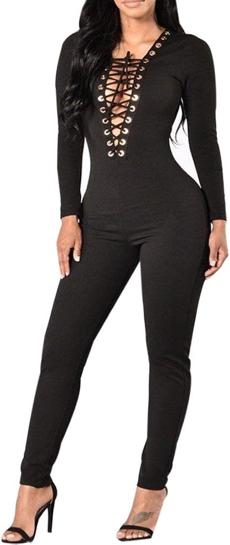 Tuta Donna Lunga Elegante Manica Lunga V-Neck Festival con Fashion con ...