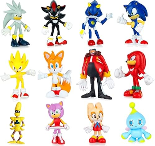 12 Pack Mini Sonic Hedgehog Action Figures ，Sonic Toy , 1.57-2.17 ...