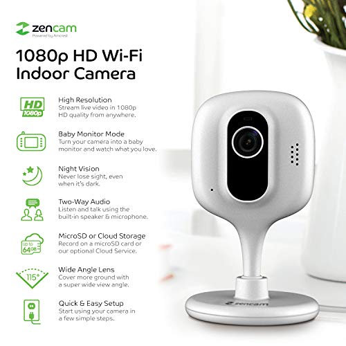 Zencam 1080p WiFi Camera, Indoor Security Wireless IP Camera, Two-Way ...