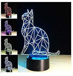 Amazon.com: 3D Cat Night Light 7 Color Change LED Table Desk Lamp ...