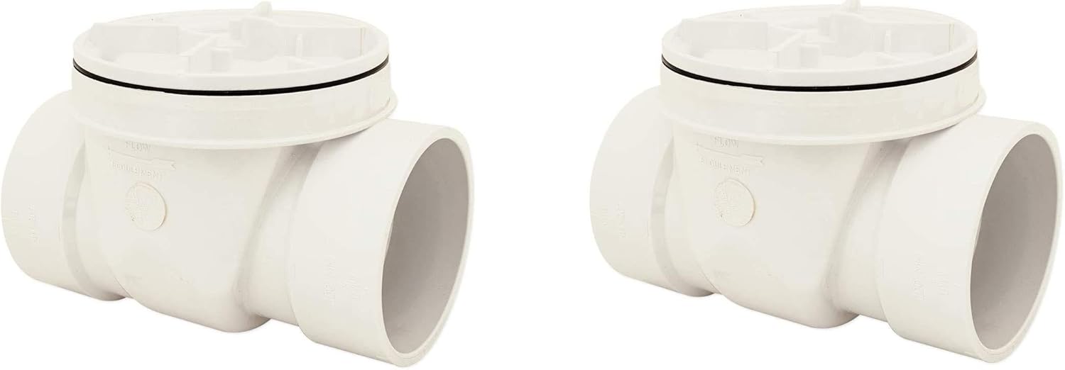 Canplas 73009 Backwater Valve with 4-Inch PVC, White (Pack of 2 ...