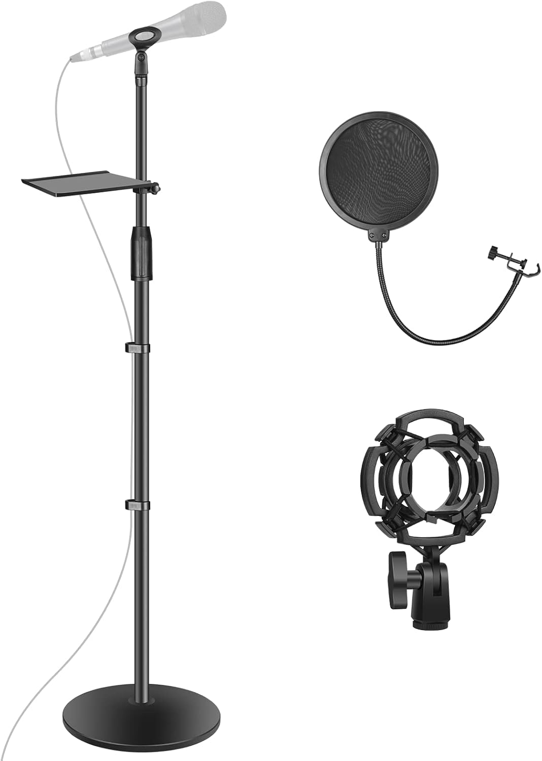 OUKMIC Mic Stand, Universal Floor Microphone Stand for Singing ...