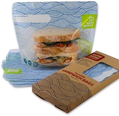 سعر Nom Nom Kids Reusable Sandwich Bags x4, Easy Seal gusseted Bag for ...