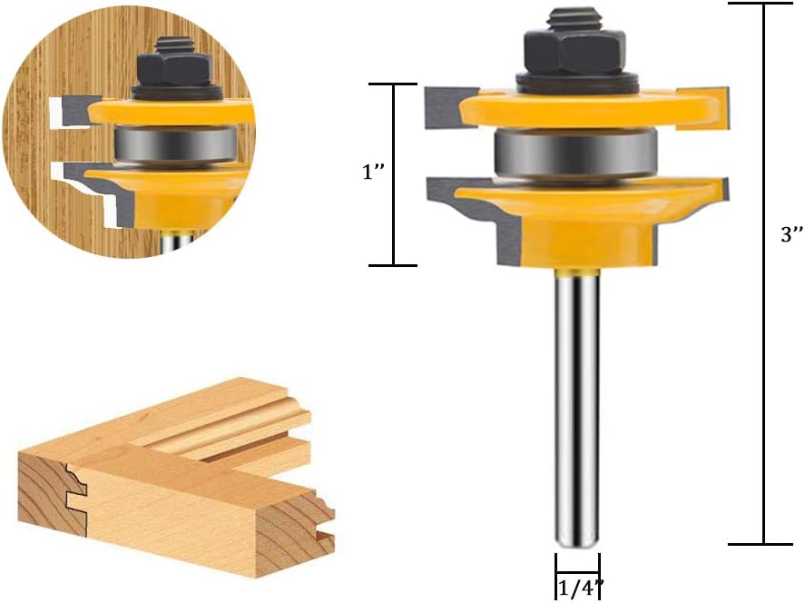MAYLNEE 3 PCS Router Bit Set, 1/4-Inch Shaker 3 Bit Raised Panel Ogee ...