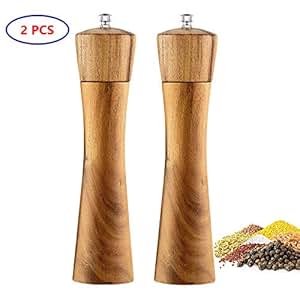 Amazon.com: Wooden Salt and Pepper Grinder, Adjustable Manual Salt ...