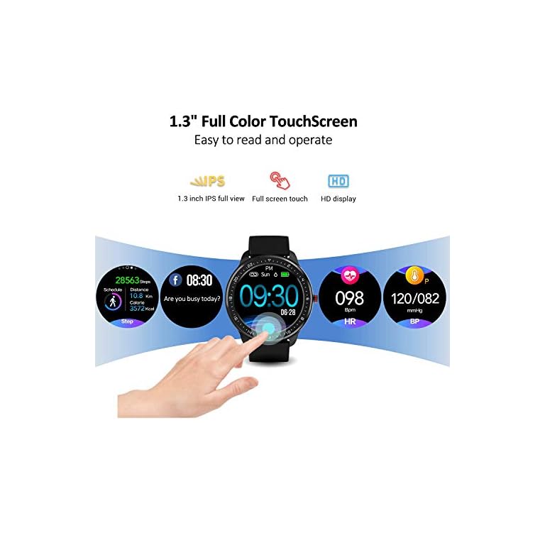DoSmarter Fitness Watch, 1.3" Touchscreen Smart Watch with Heart Rate ...