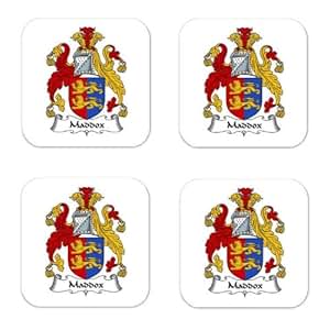 Amazon.com: Maddox Or Maddock Family Crest Square Coasters Coat of Arms ...