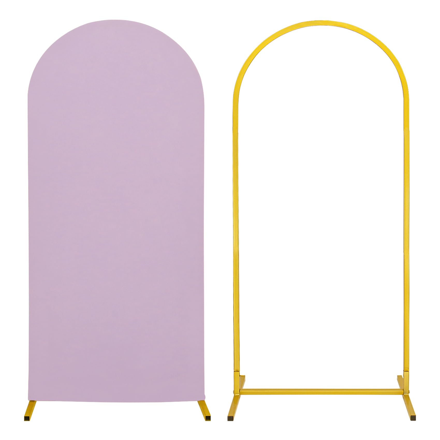 Metal Arch Stand and Cover Set,1 Light Purple Spandex Fitted Backdrop ...