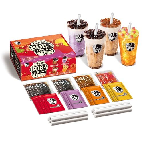 J WAY Instant Boba Bubble Pearl Variety Milk Fruity Tea Kit with ...
