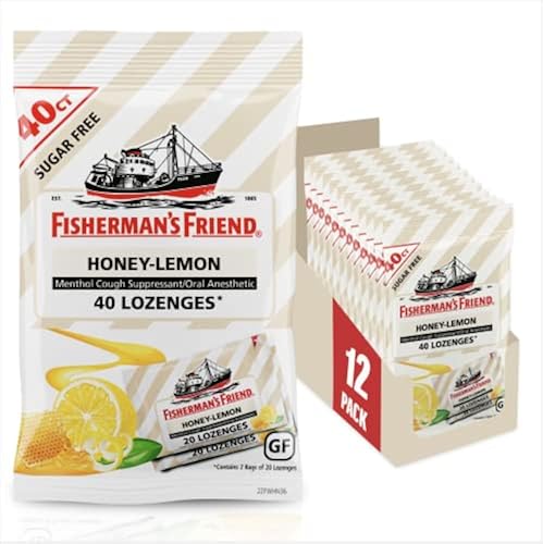 Fisherman's Friend Cough Drops, Cough Suppressant and Sore Throat Lozenges, Sugar Free Honey ...