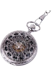 Amazon.com: ShoppeWatch Pocket Watch with Chain Black Dial Steampunk ...