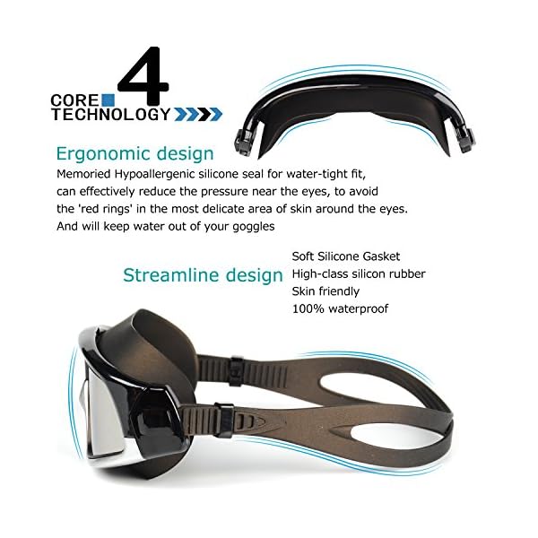 Premium Big Large Frame Swim Goggles, Swimming Goggles Anti Fog No ...