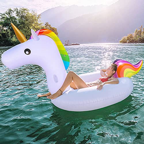 TURNMEON Huge Unicorn Inflatable Pool Float Pool Floatie Summer Beach ...