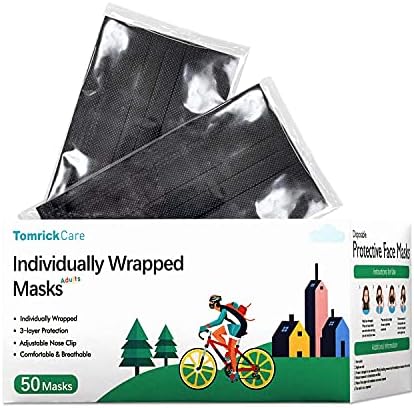 Individually Wrapped 50pcs Black Disposable Face Masks Adult ...