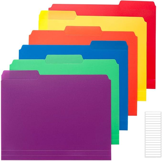 Amazon.com : Sooez 6 Pack Colored Plastic File Folders with Sticky ...