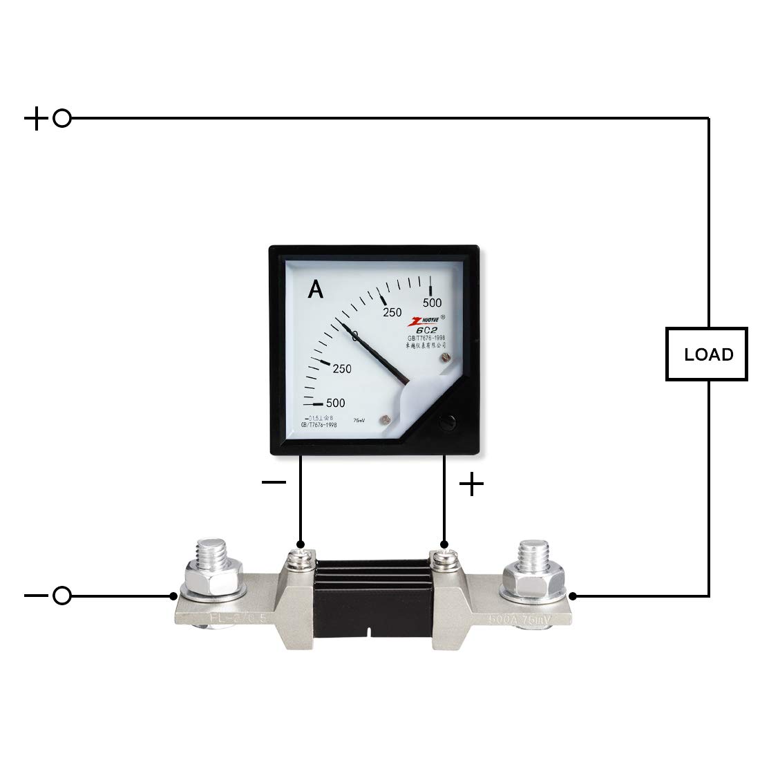 sourcing map Shunt Resistor 500A 75mV for DC Current Ammeter Analog ...