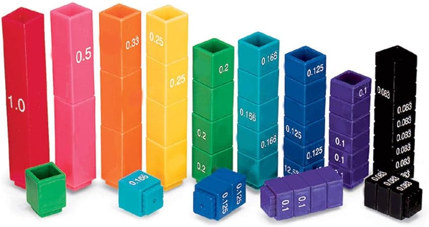 Amazon.com: hand2mind Plastic Rainbow Fraction Tower Equivalency Cubes ...