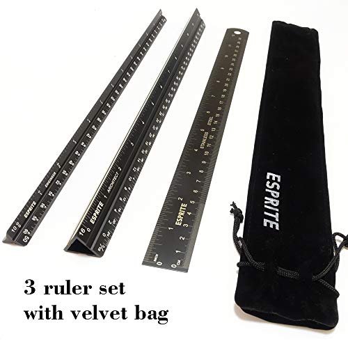 Vowcarol Architectural Scale Ruler, Engineering Scale and 12 inch Metal ...