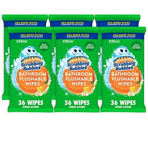 Scrubbing Bubbles Antibacterial Bathroom Flushable Wipes - Flushable ...