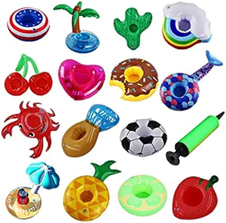 VicJoye Inflatable Drink Holder 16 Pack Inflatable Drink Floats Floating Cup Holders Fun Drink ...