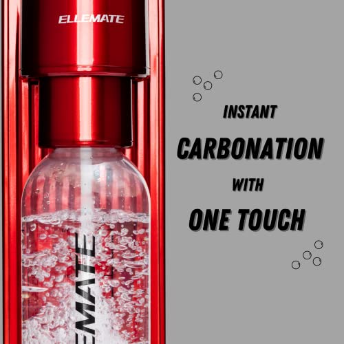 Ellemate Dynamic (Red)- Soda Maker/No cord, Adjustable Fizz Levels/Make Seltzers or Mixed Drinks ...