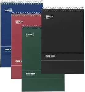 Amazon.com: Staples Steno book, 6" x 9", 80 Sheets, Gregg Ruled ...