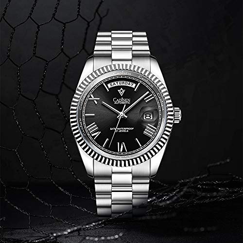 CADISEN Men Automatic Watch Sapphire Luxury Mechanical Wristwatch Stainless Steel Waterproof ...