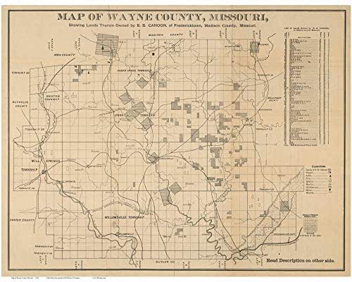 Amazon.com: Wayne County Missouri 1882 - Wall Map with Township Names ...