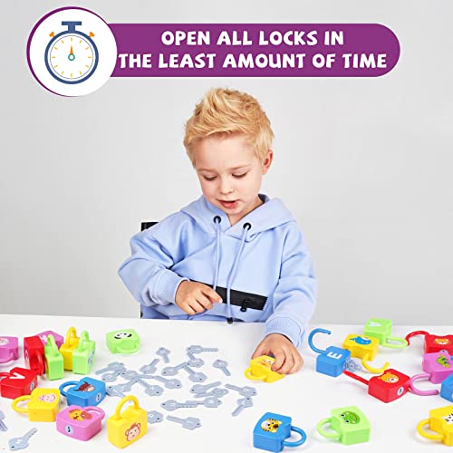 AXEARTE Montessori Educational Toys -Alphabet Learning Locks and Keys ...