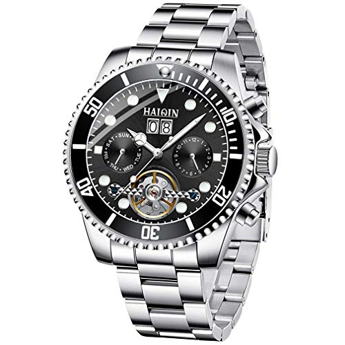 HaiQin Classic Men’s Automatic Watches Full Stainless Steel Tourbillon ...