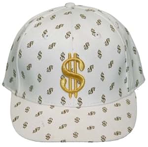 Amazon.com: New! Dollar Sign - Flatbill Fitted Hat-Embroidered Cap ...