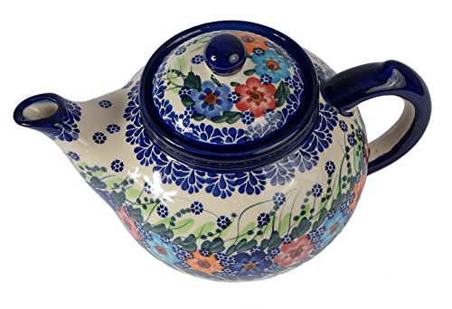 Traditional Polish Pottery, Handcrafted Ceramic 7-Cup Teapot with Lid ...