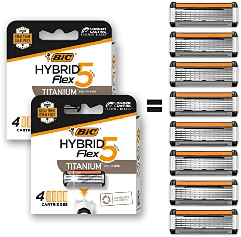 BIC Hybrid Flex 5 Disposable Razor Cartridges for Men, 5 blade razors ...