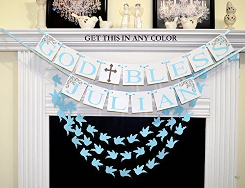 Buy Baptism Banner, Christening Dedication banner garland, God Bless ...