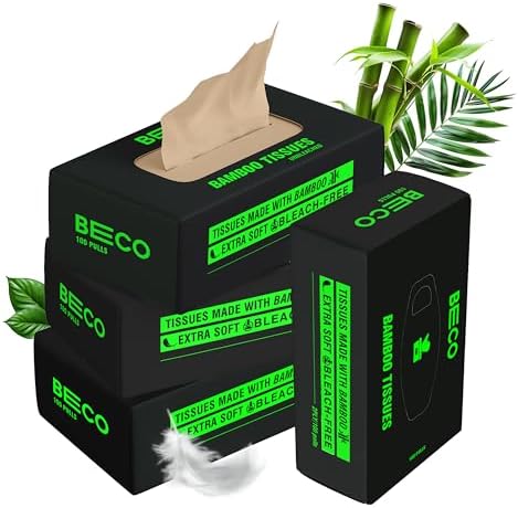 Beco Eco Friendly Bamboo Natural Facial Tissue Carbox - 100 Pulls (Pack ...